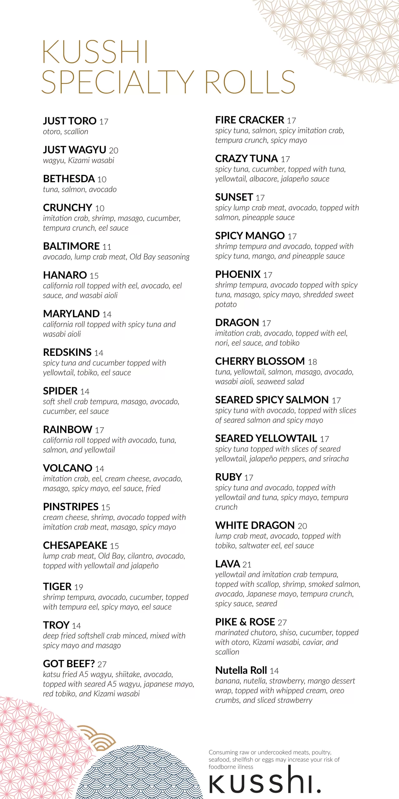 North Bethesda Pike & Rose - Kusshi Sushi
